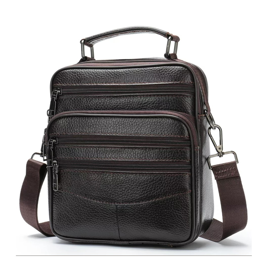 Geanta de umar pentru barbati Elio GT1817, piele naturala, maro inchis ...