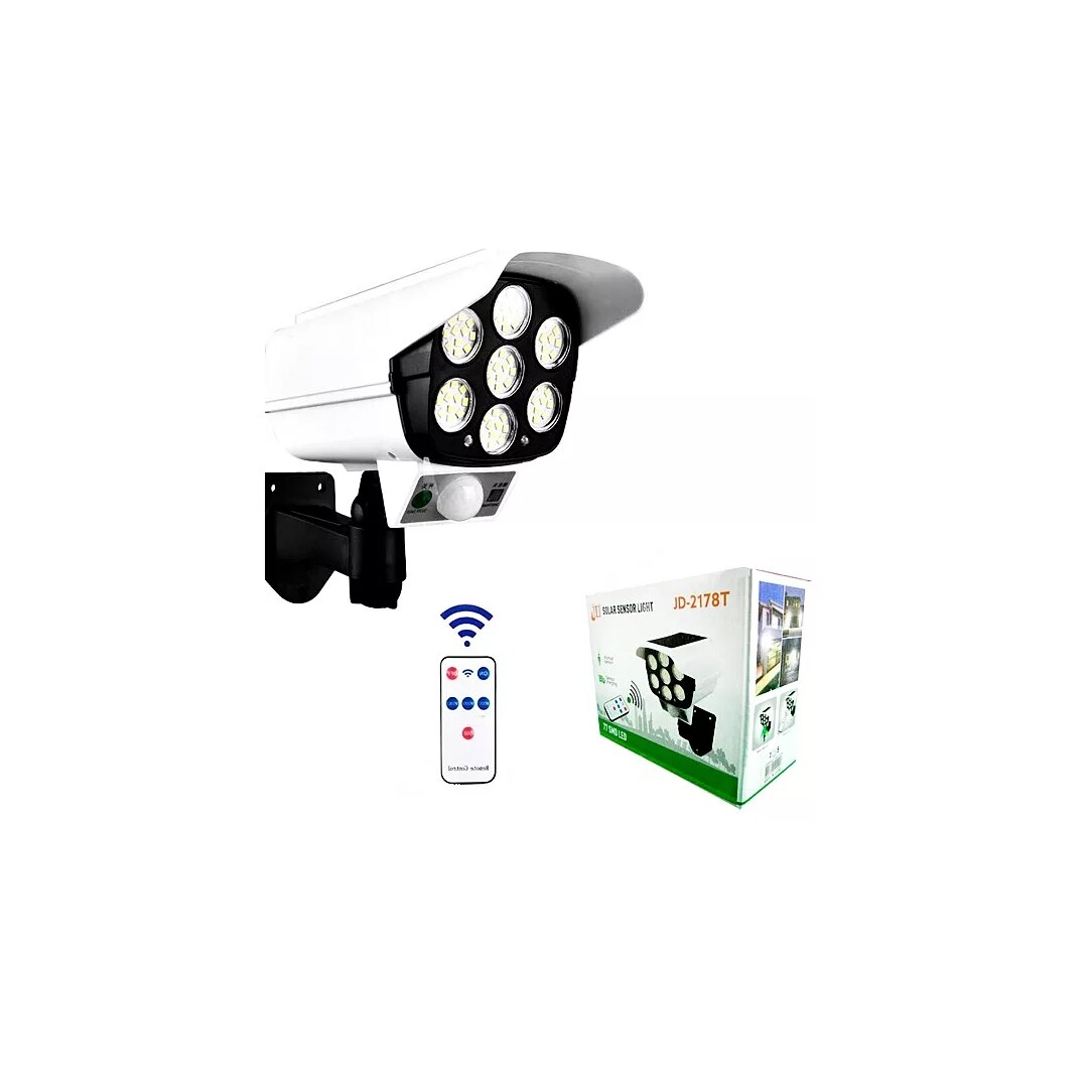 Lampa solara tip camera falsa de supraveghere, 77 LED, Alba, detectare ...