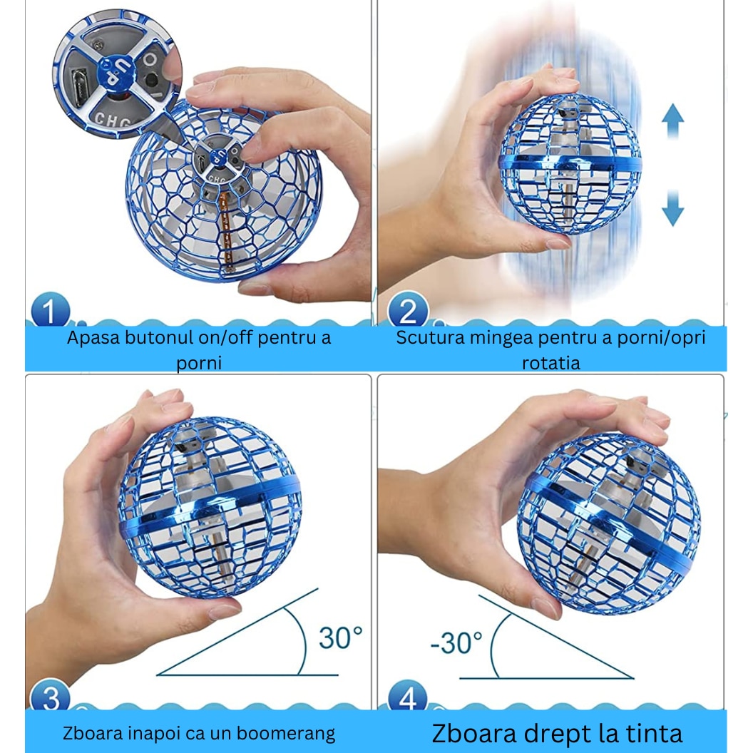 Minge zburatoare, Tip OZN/Drona, Giroscop, Baieti si fete, Incarcare cu ...
