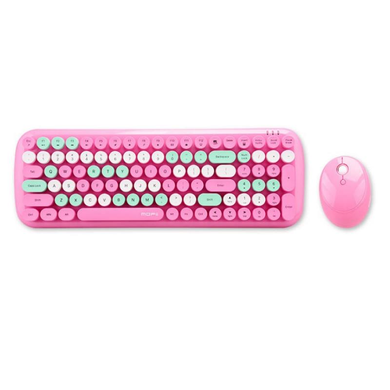 Kit tastatura si mouse wireless MOFII Candy XR, 100 taste, 4 butoane ...