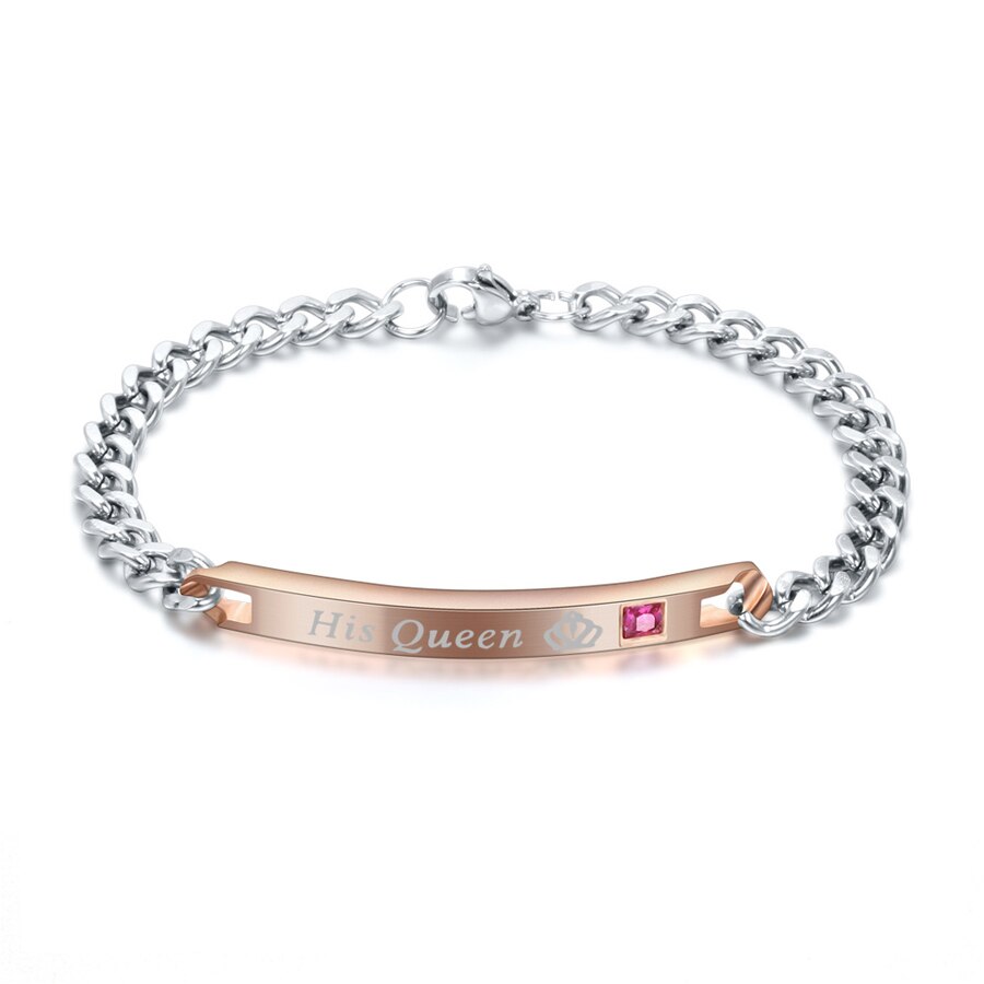 Set 2 bratari de cuplu King & Queen din otel inoxidabil - eMAG.ro