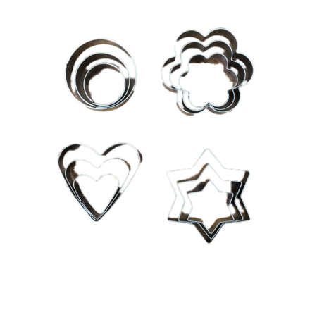 Set 4 Forme Pentru Decupat Prajituri, 3 Marimi, Inima, Stea, Cerc ...