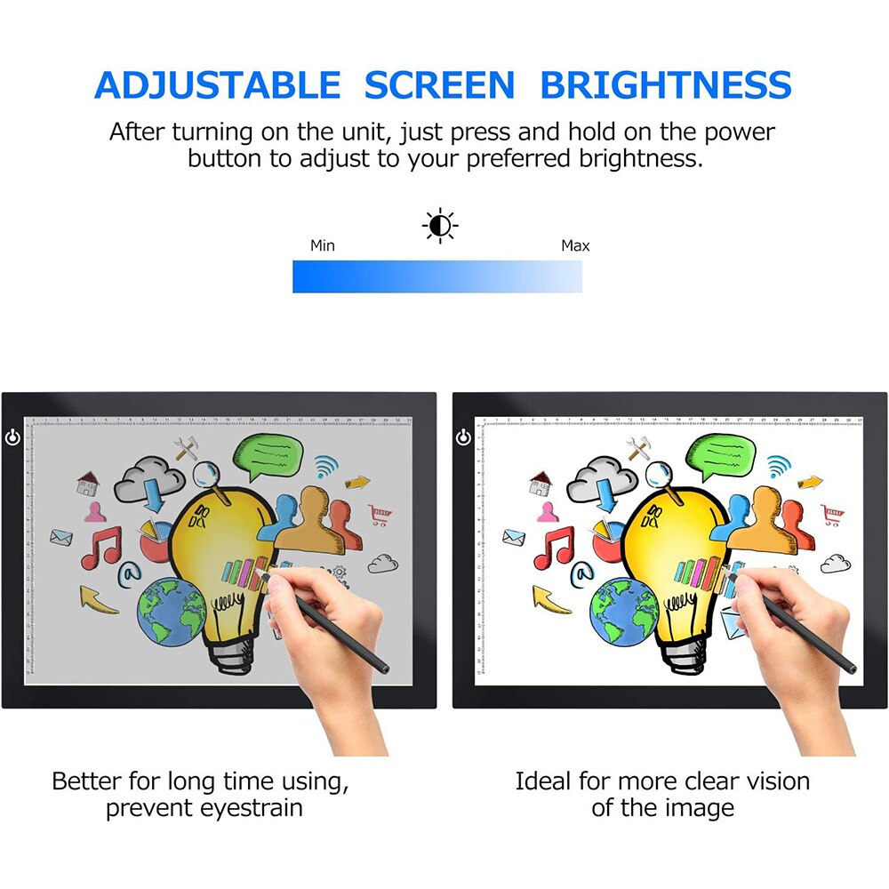 BOMSTOM A4-es LED grafikus tábla, USB, állítható fényerő, rajzoláshoz ...