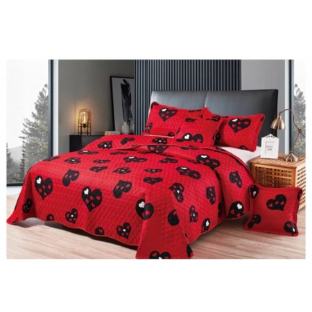 Cuvertura de pat dublu, 2 Persoane, Bumbac Finet, 5 piese, Rosu 230 x 250 cm cv01 - eMAG.ro