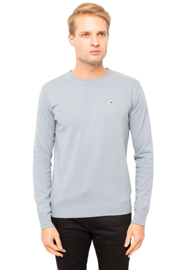 Pulover Barbati Basic, Tommy Jeans, Slim Fit, Albastru, L - eMAG.ro