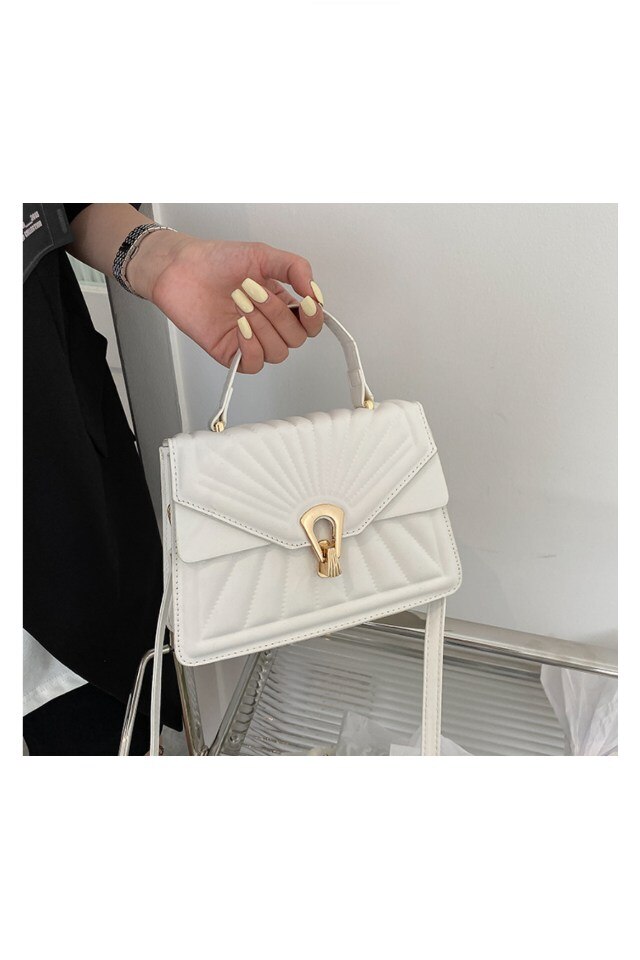 Geanta de dama Harmony alba din piele ecologica, 21 x 15 x 7 cm - eMAG.ro