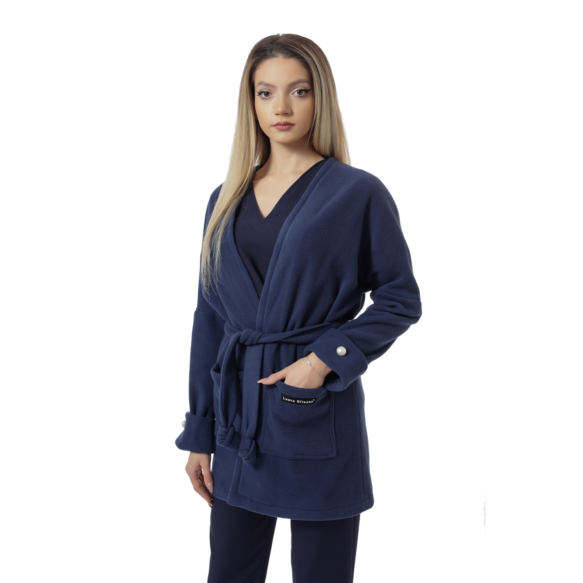 Halat medical dama Polar Fleece, Laura Olteanu, navy, S - eMAG.ro