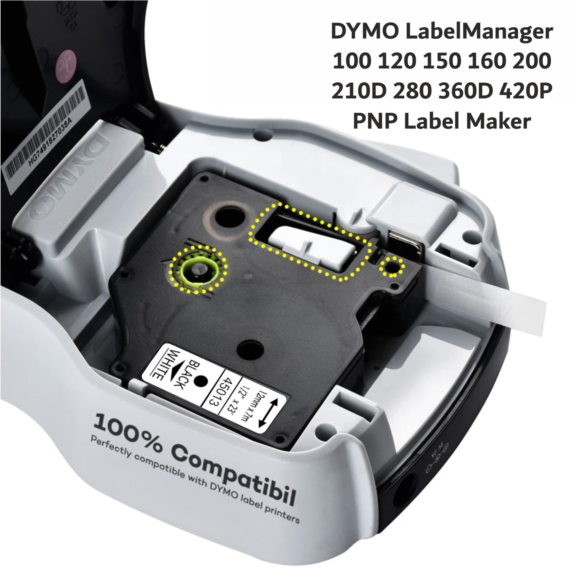 Caseta Etichete SmartProduct® DY45013 cu Banda Laminata Compatibila Dymo D1 S0720530, Negru/Alb ...