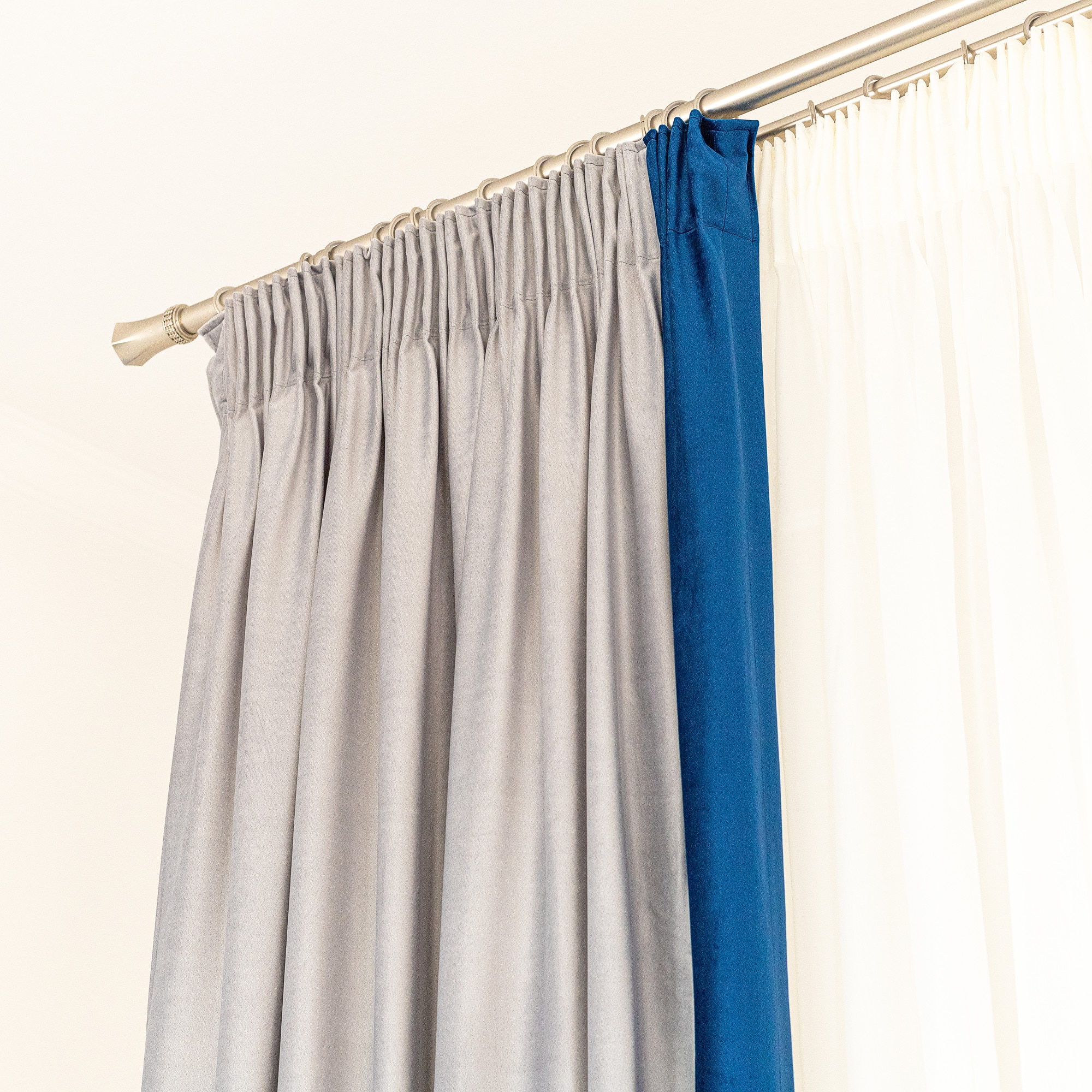 Set Draperii Catifea, Gri - Albastru, 200x260 cm - eMAG.ro