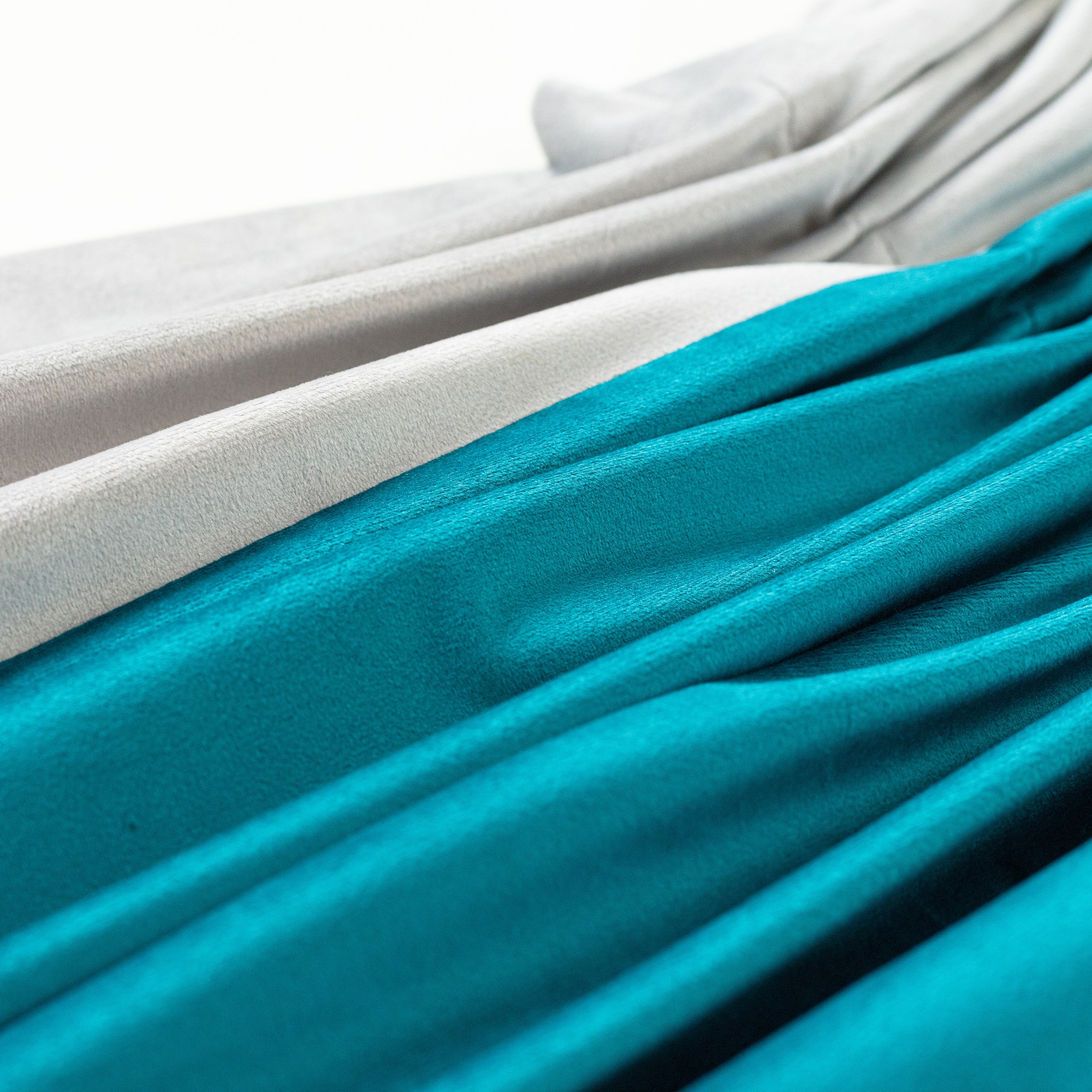 Set Draperii Catifea, Turcoaz - Gri, 150x260 cm - eMAG.ro