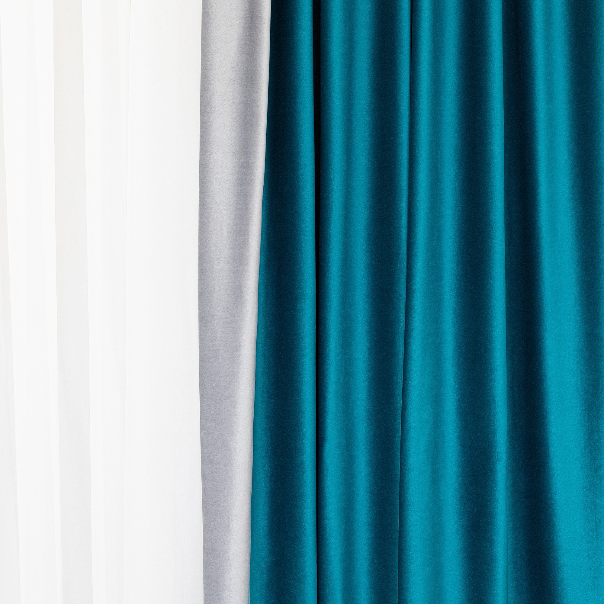 Set Draperii Catifea, Turcoaz - Gri, 300x260 cm - eMAG.ro