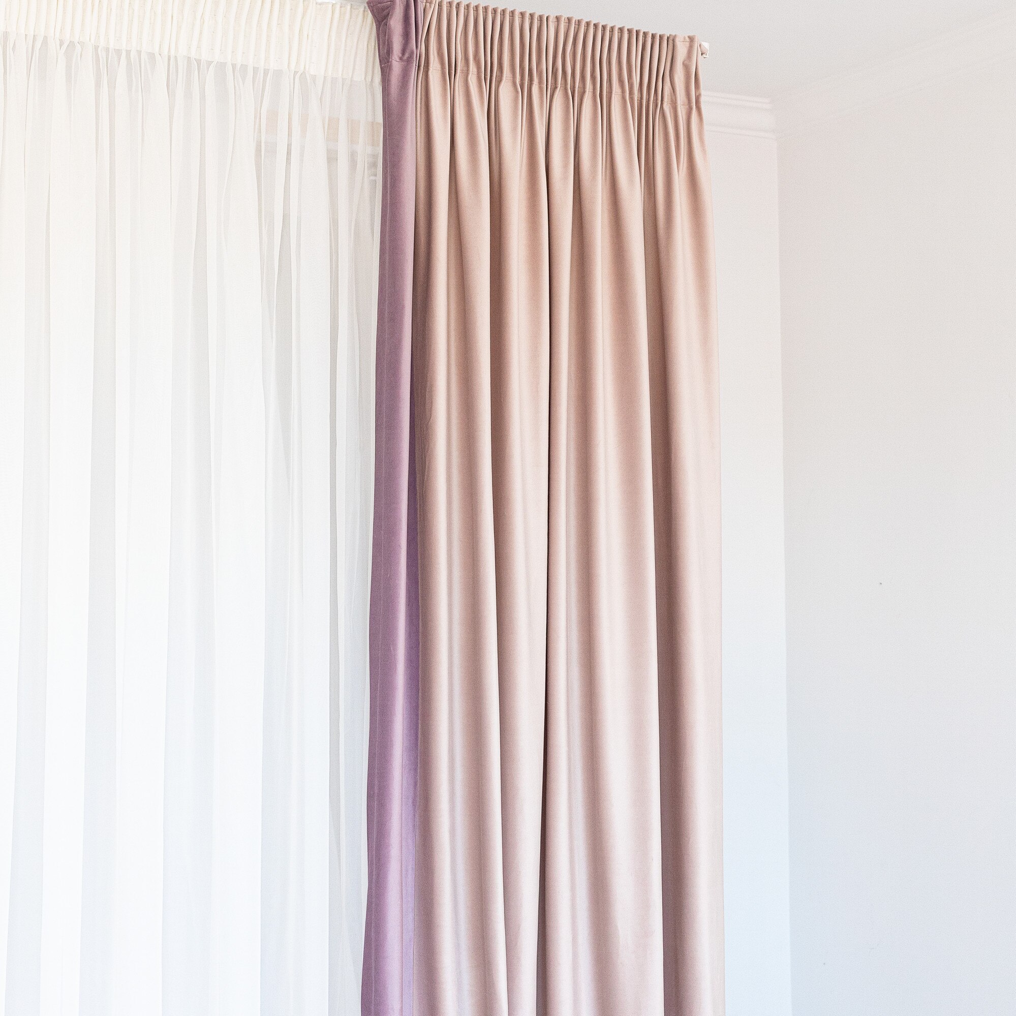 Set Draperii Catifea, Crem-Roz, 300x260 cm - eMAG.ro