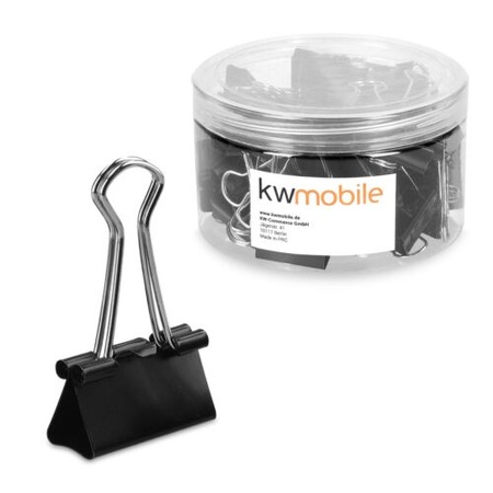 Set 50 Clipsuri pentru documente 25 mm, Kwmobile, Negru, Metal, 49442. ...