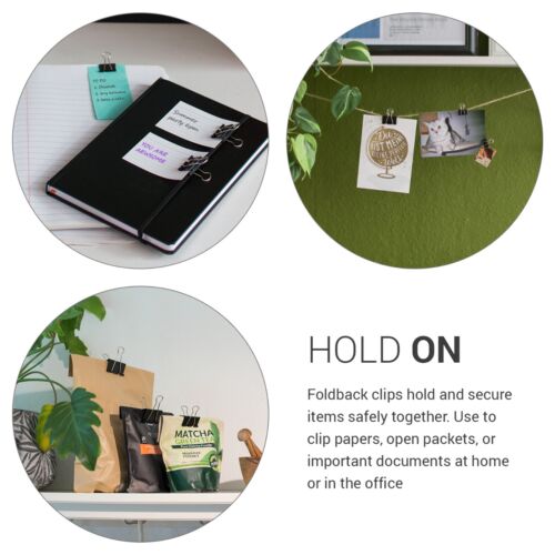 Set 24 Clipsuri pentru documente 41 mm, Kwmobile, Negru, Metal, 49442. ...