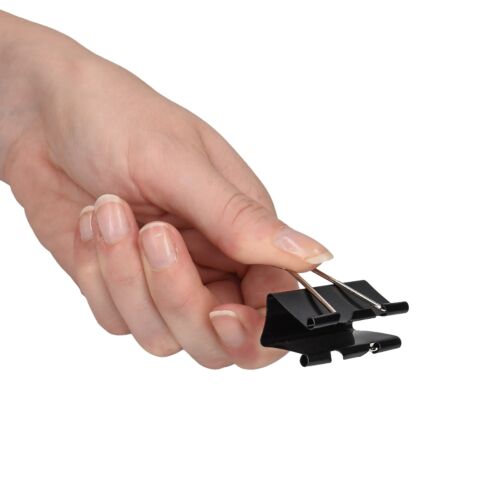 Set 24 Clipsuri pentru documente 41 mm, Kwmobile, Negru, Metal, 49442. ...