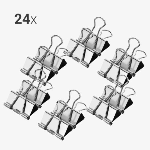 Set 24 Clipsuri pentru documente 41 mm, Kwmobile, Argintiu, Metal ...