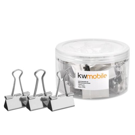 Set 24 Clipsuri pentru documente 41 mm, Kwmobile, Argintiu, Metal ...