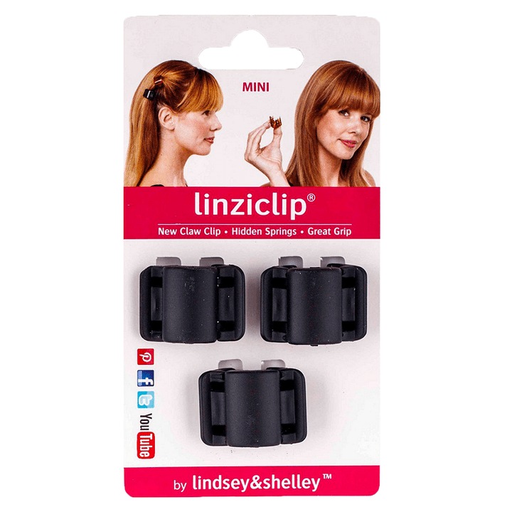 Комплект щипка за коса Linzi Clip MINI, Малка, Черно кадифе, 3бр - eMAG.bg
