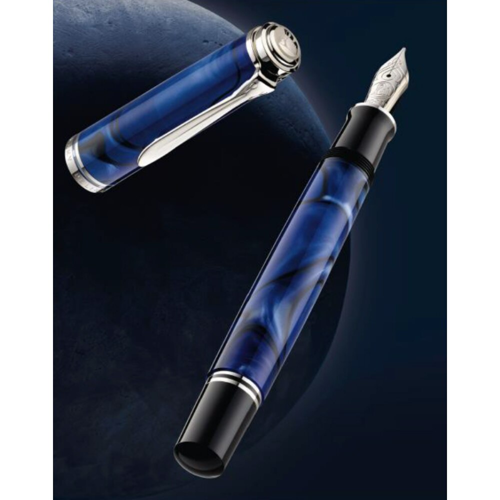 Stilou Pelikan, Placat cu paladiu, Penita de aur, 18k, Albastru ...