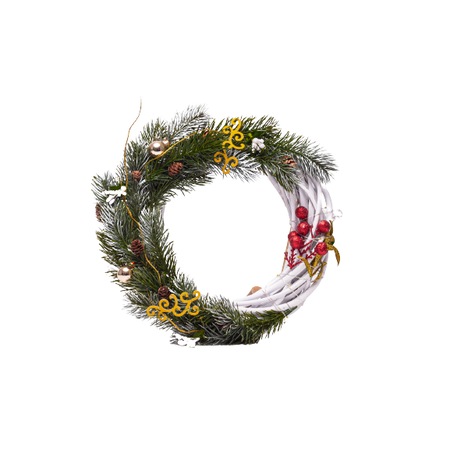 Coronita de Craciun cu instalatie LED Realizata Manual, Verde, 27 cm ...