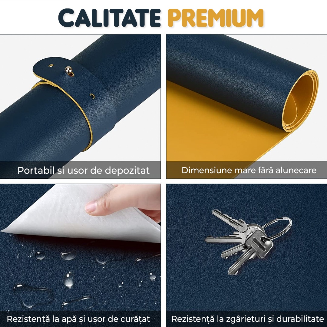 Mousepad gaming XXL cu doua fete din piele pu, impermeabil, pentru ...