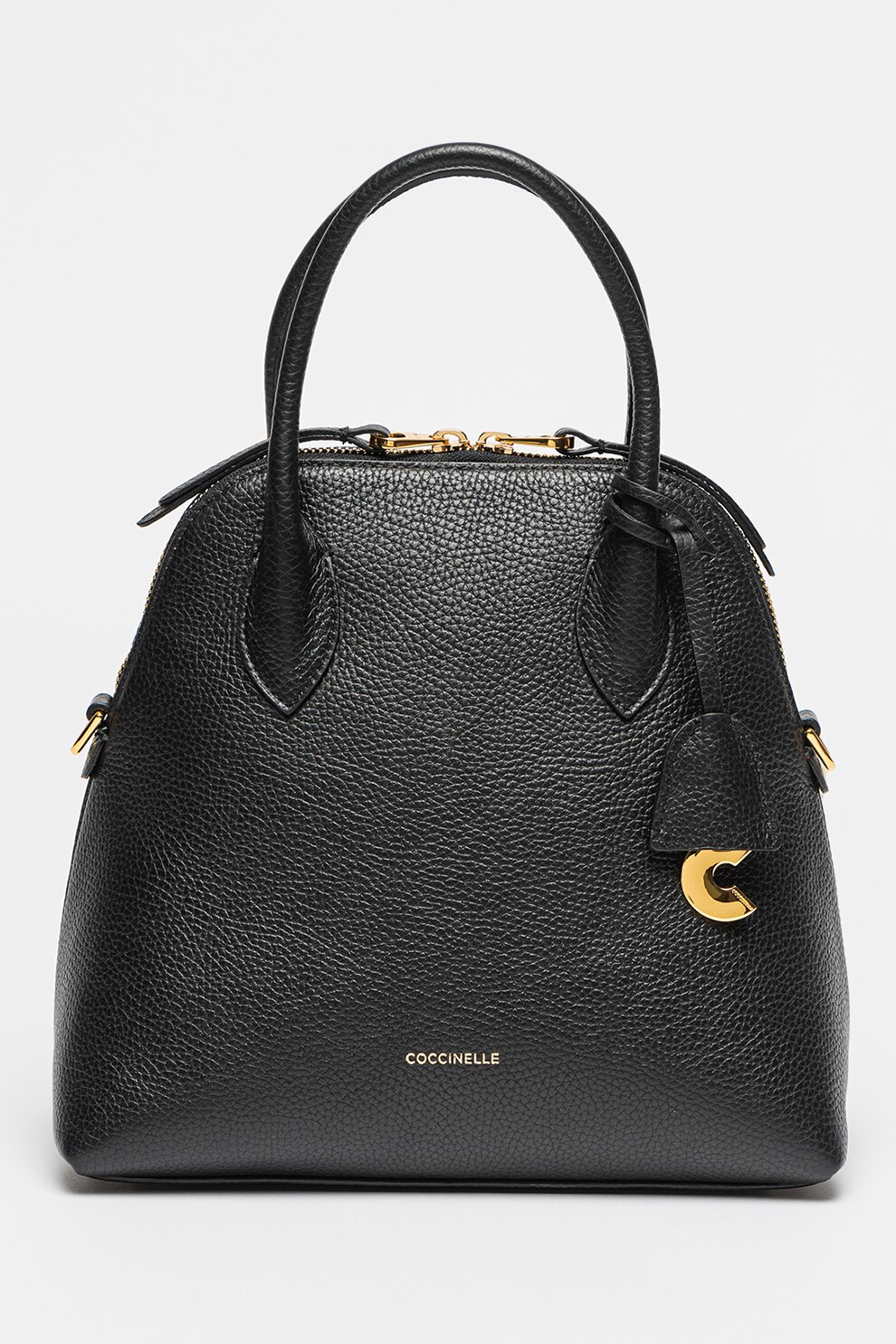 COCCINELLE, Geanta de piele cu bareta de umar Gladys, Negru - eMAG.ro