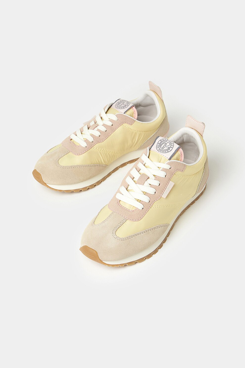 Pepe Jeans London, Pantofi sport low-cut cu garnituri de piele intoarsa ...