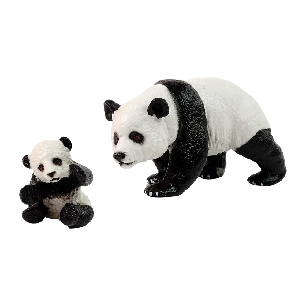 Set 2 figurine, Lean Toys, Panda cu pui, Alb/Negru - eMAG.ro