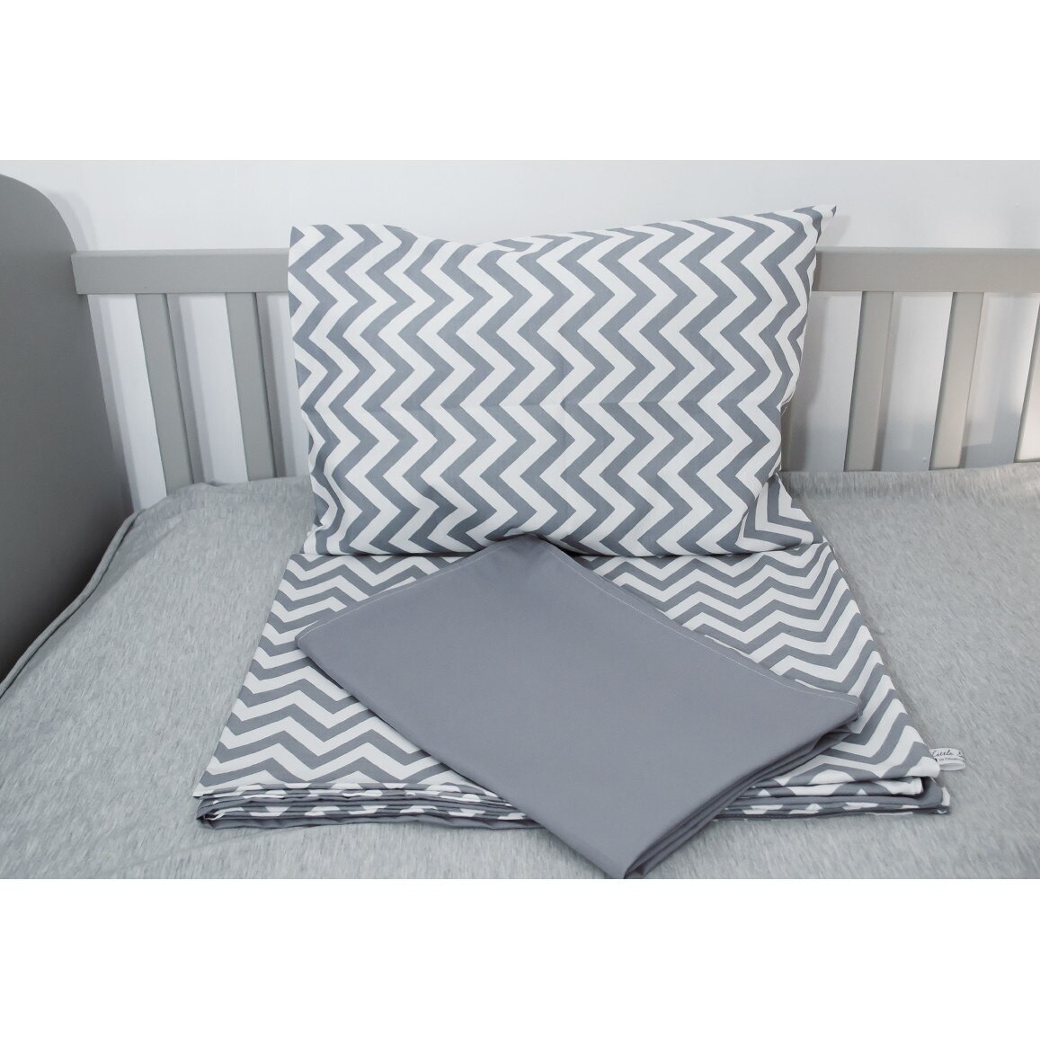 Спален комплект за бебешко легло Little Sunshine Baby Nuni, Сив зиг-заг ...