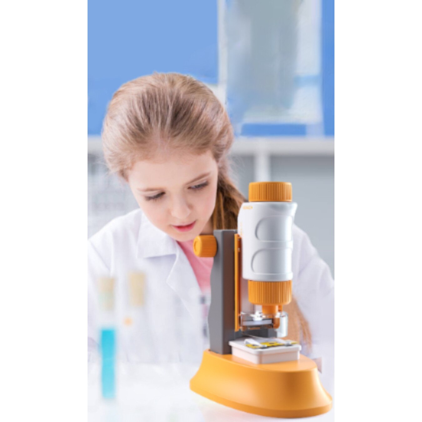 Set jucarie microscop de birou pentru copii, 80-160X, Focalizare 0.01s ...