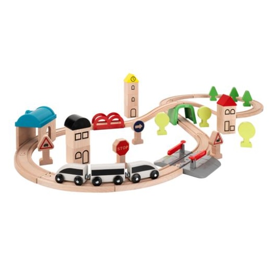 Joc Interactiv Din Lemn Set Tren Cu Sine 45 De Piese Emagro