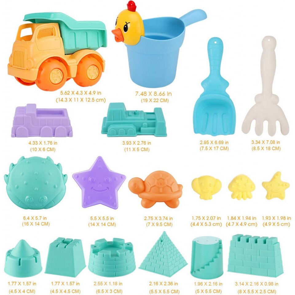 Set de jucarii pentru plaja Shanna, 21 piese, plastic, multicolor - eMAG.ro