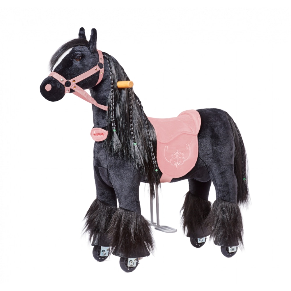 Cal mecanic, Ponnie, 3-6 ani, 85 x 30 x 80 cm, 8 kg, Roz/Negru - eMAG.ro