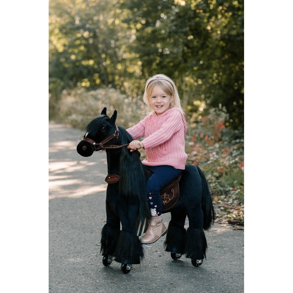 Cal mecanic, Ponnie, 3-6 ani, 85 x 30 x 80 cm, 8 kg, Roz/Negru - eMAG.ro