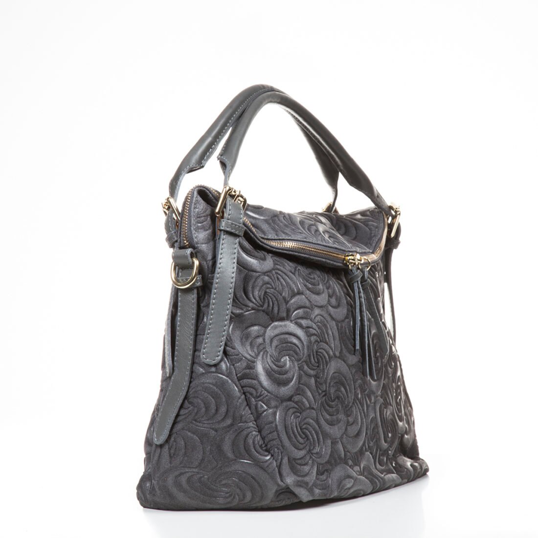 Дамска чанта Lucca Baldi, Сива, Италианска естествена кожа - eMAG.bg