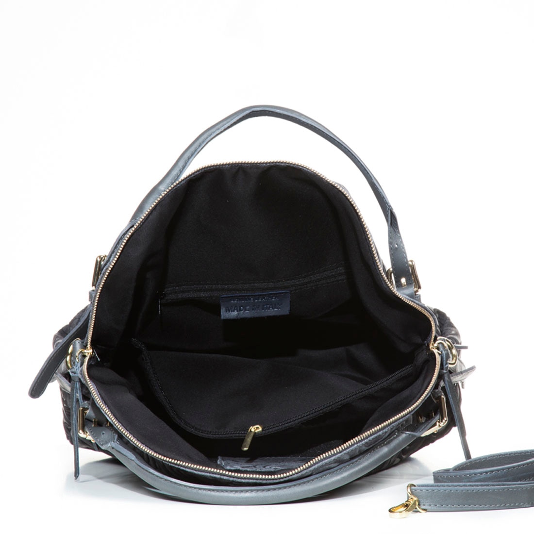 Дамска чанта Lucca Baldi, Сива, Италианска естествена кожа - eMAG.bg