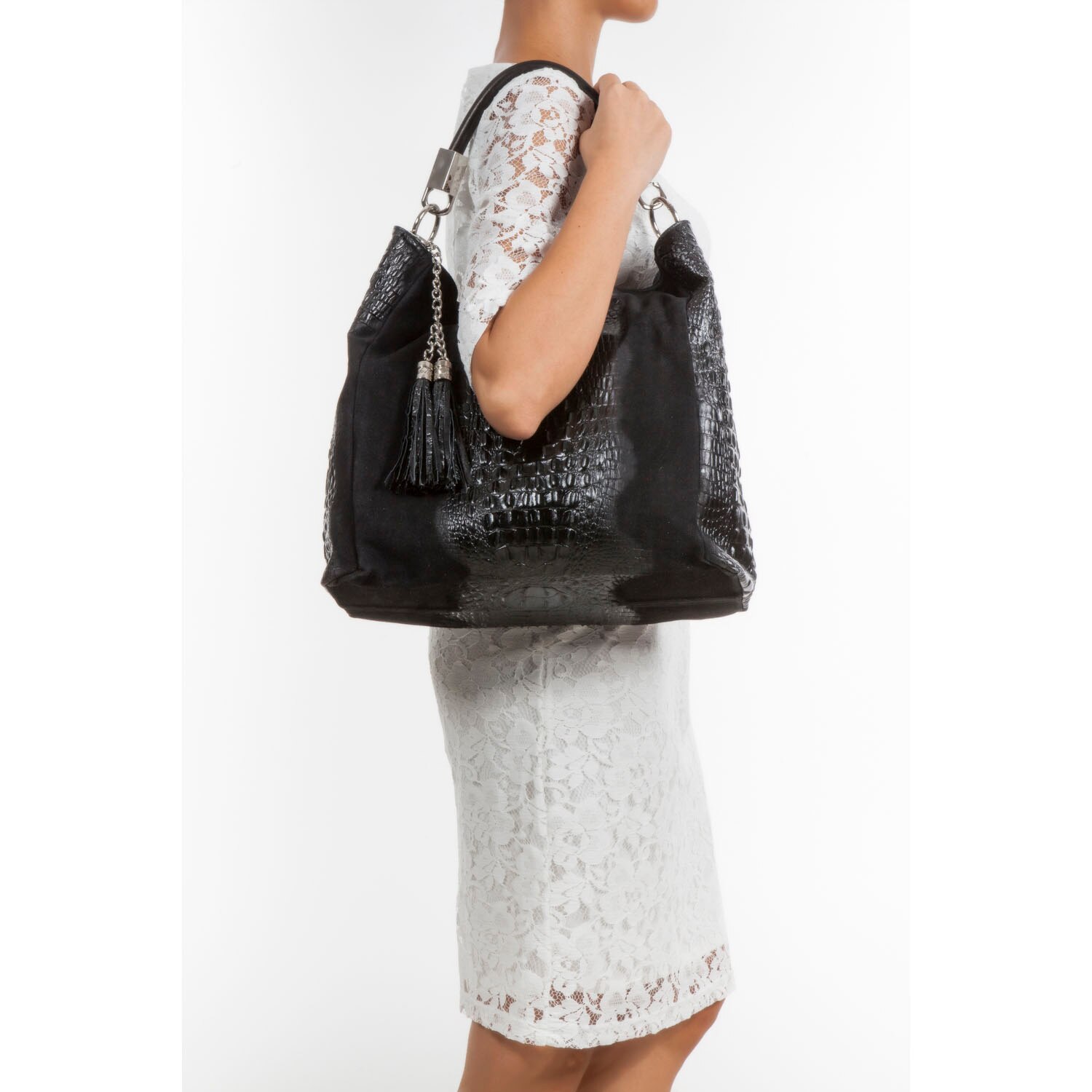 Дамска чанта Lucca Baldi, Черна, Италианска естествена кожа - eMAG.bg