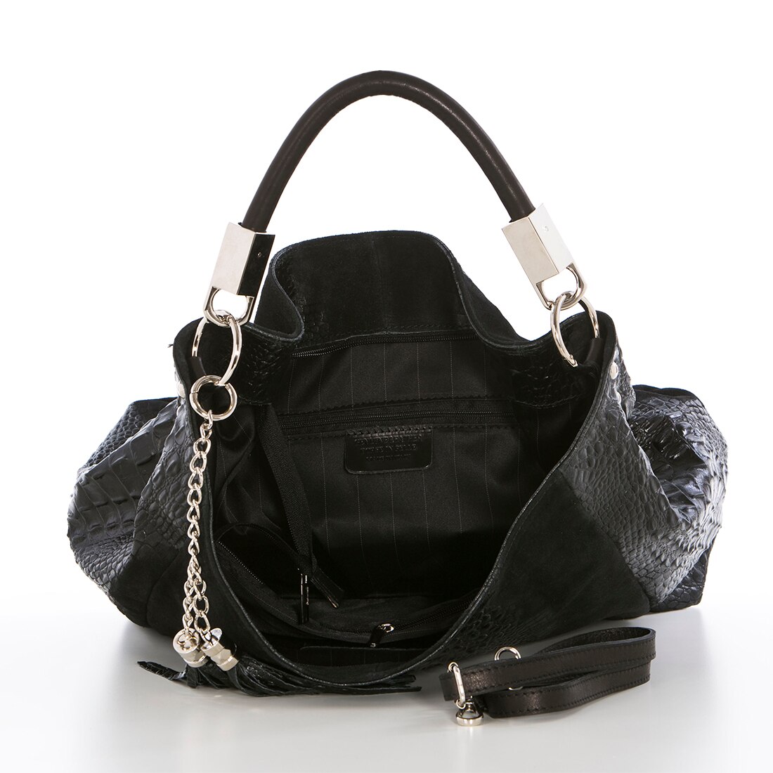 Дамска чанта Lucca Baldi, Черна, Италианска естествена кожа - eMAG.bg