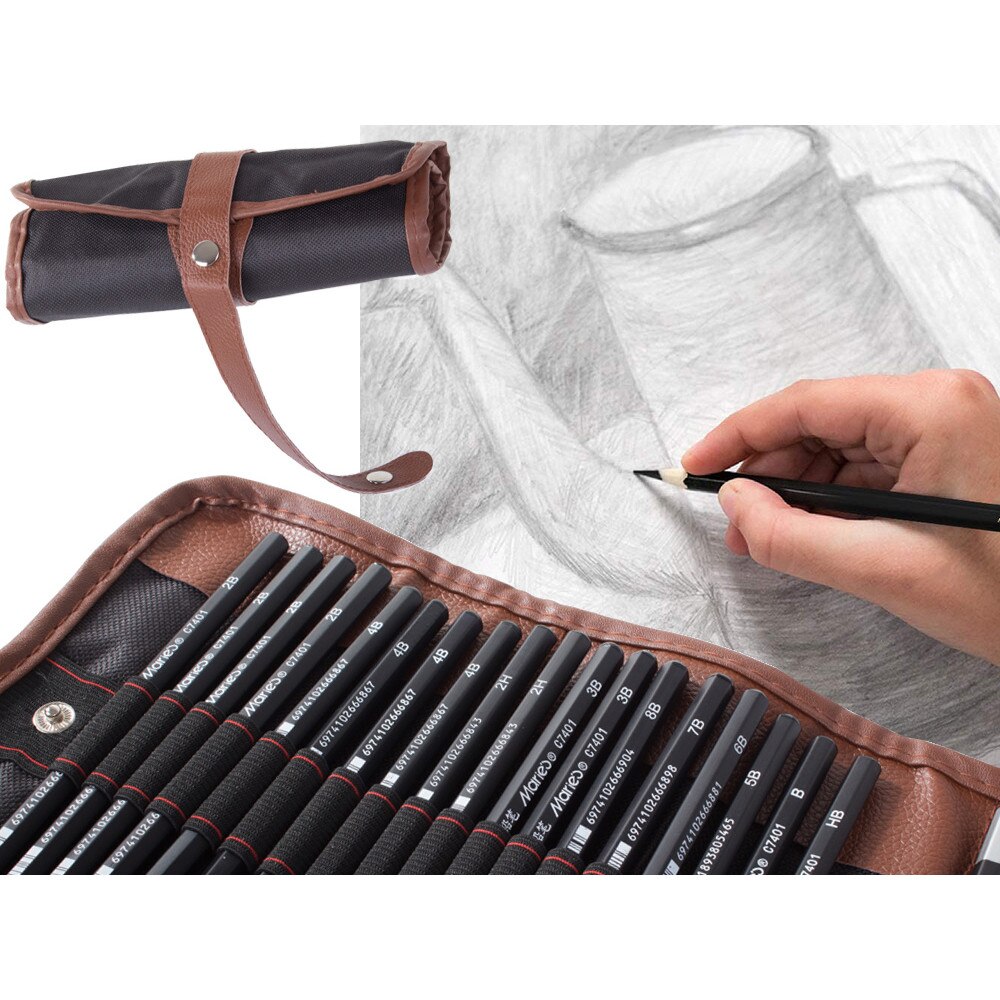 Set de instrumente pentru schite, Zola®, din lemn, cu husa pentru ...