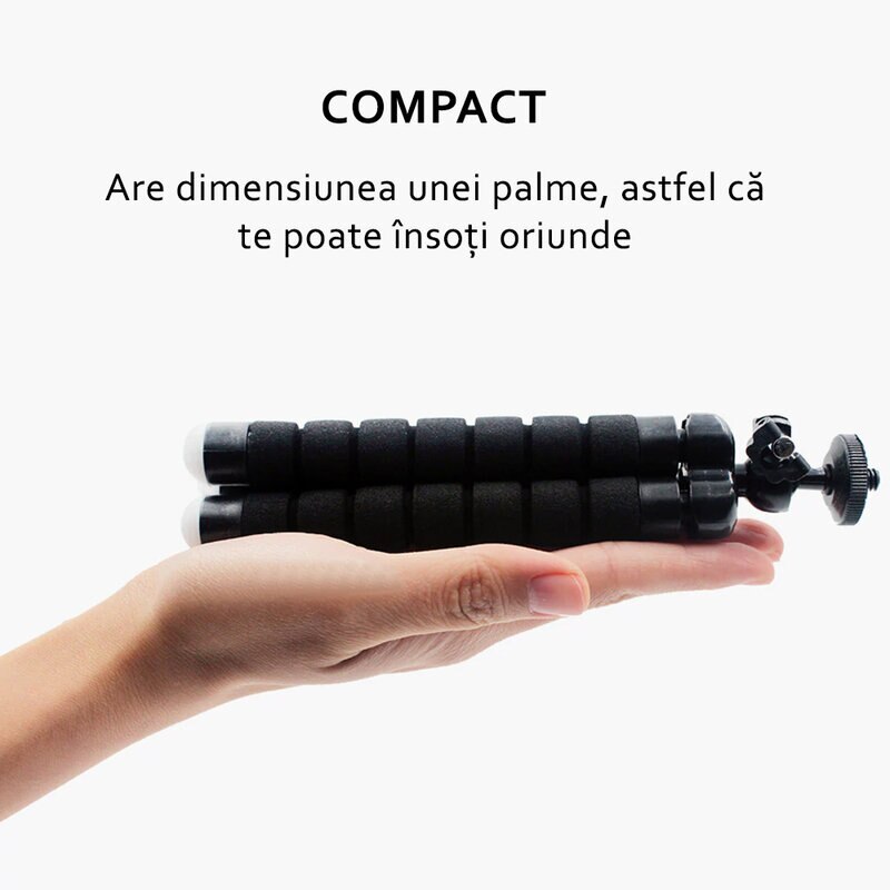 Mini trepied flexibil ajustabil pentru telefon sau camera cu cap ...
