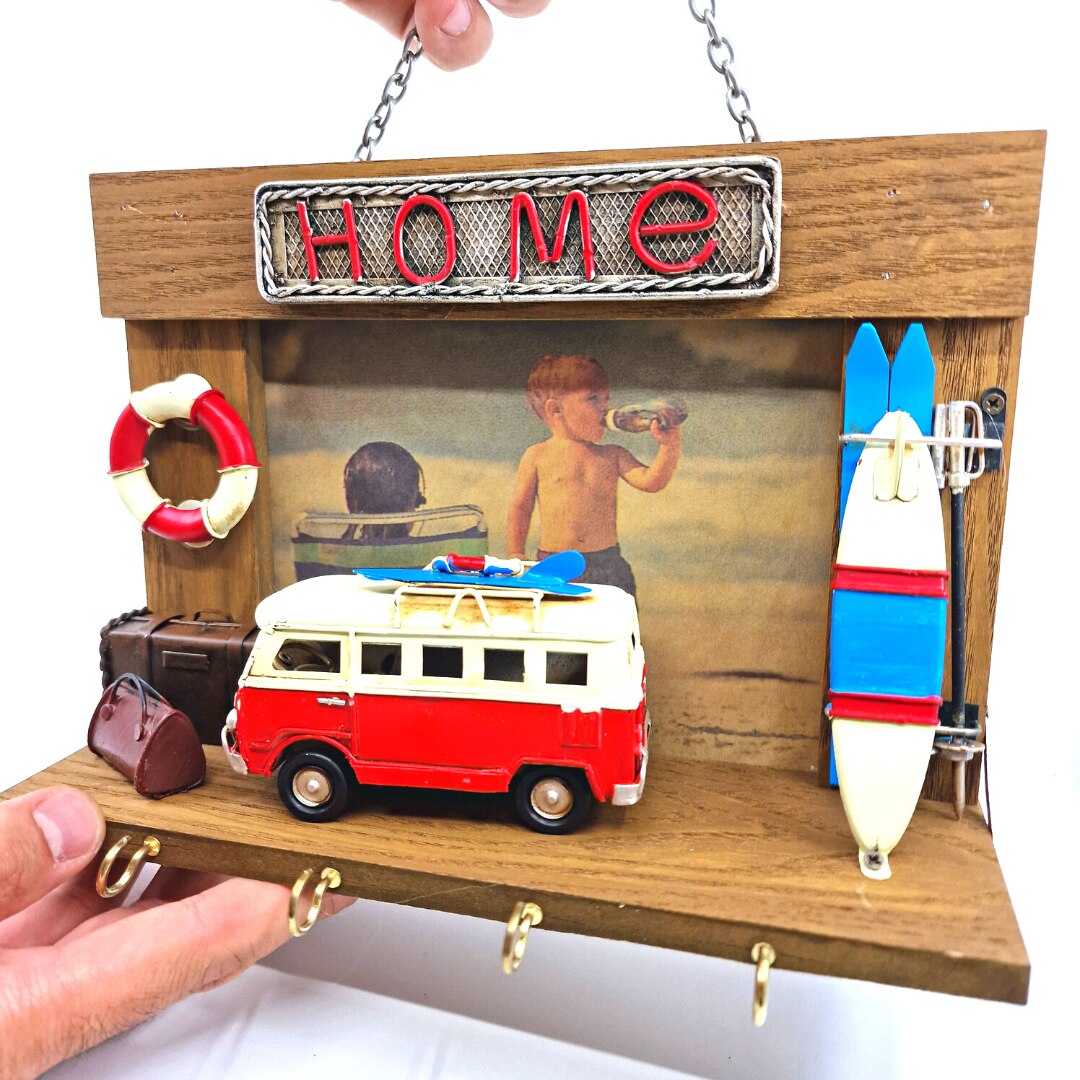 Decoratiune perete suport chei si rama foto vintage Bus 25x10x17 cm ...