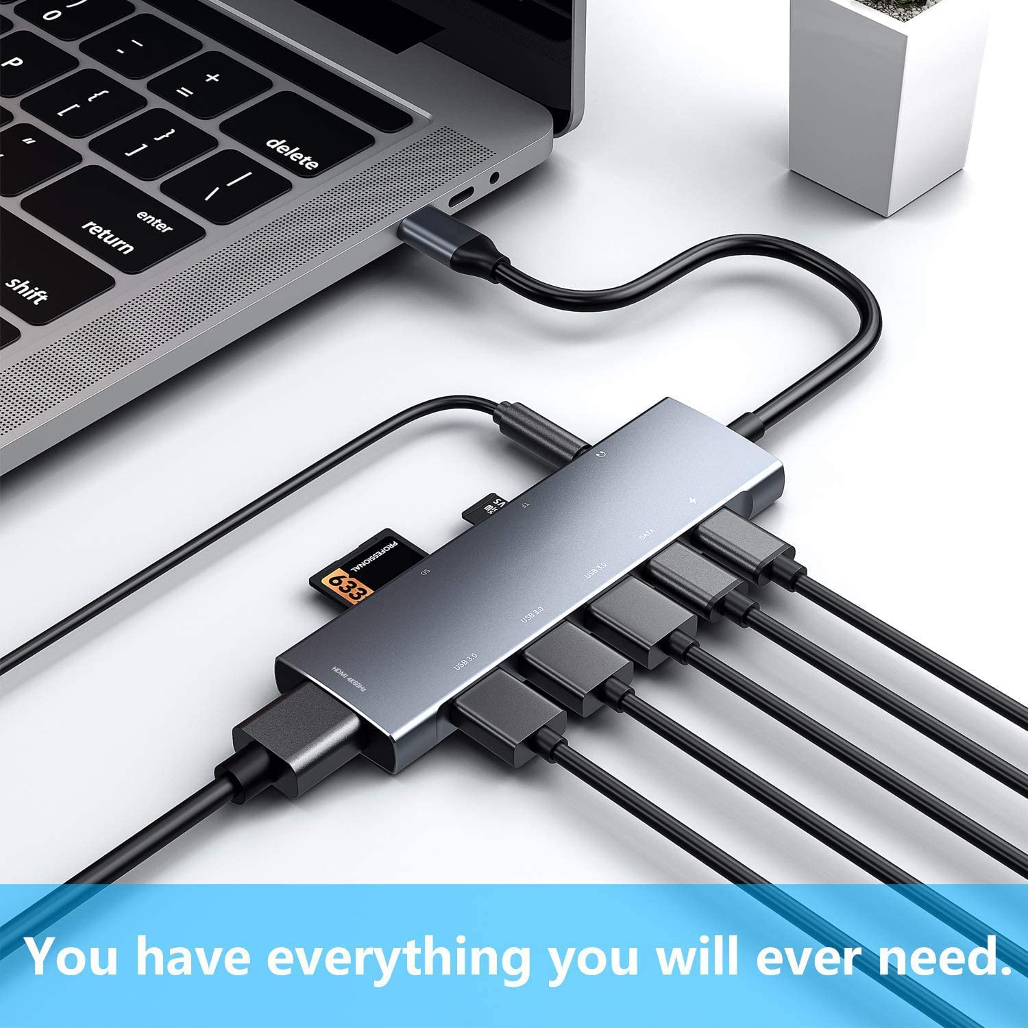 Hub Multiport 9 in 1, BKS, Card Reader SD/MicroSD, USB-C PD, Space Gray ...