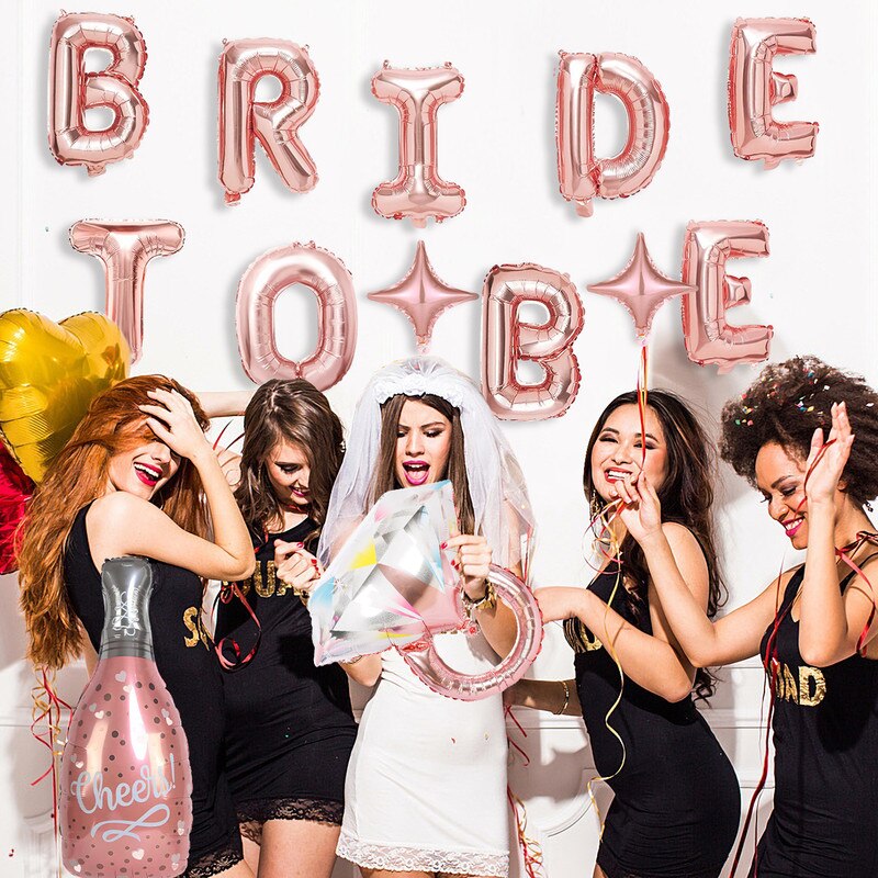 Set 36 baloane Bride to be, Latex/Folie aluminiu, Rose Gold - eMAG.ro