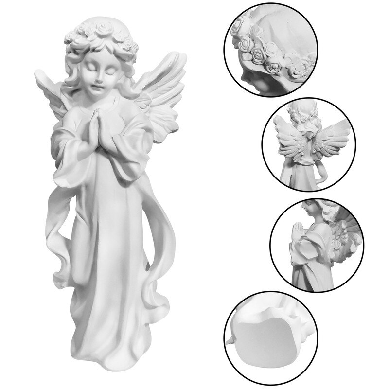 Statueta decorativa „Inger in rugaciune”, Rasina, 15x7,5x6cm, Alb - eMAG.ro