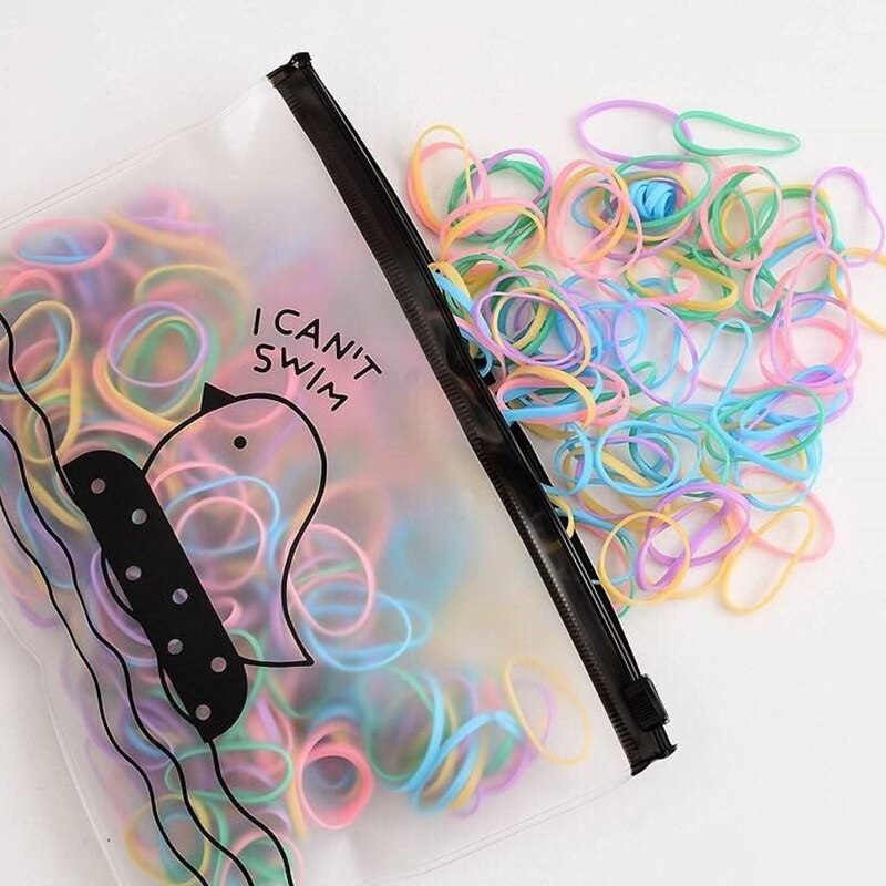 Set elastice de par, colorate, 500 bucati, albastru multicolor, cauciuc ...