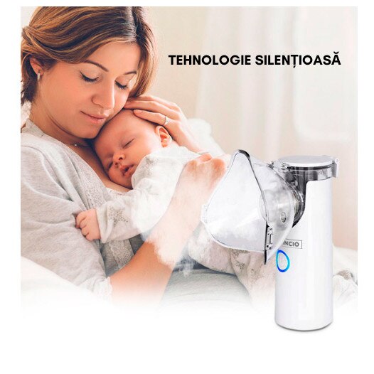 Aparat Aerosoli Invincio®, nebulizator portabil ultrasonic, Tehnologie mesh, 3 moduri ...