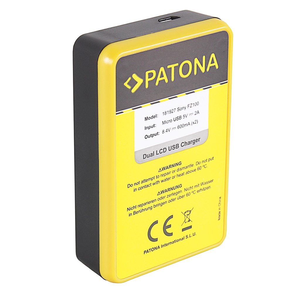 Pachet Incarcator Dual LCD USB si 2x Acumulator Patona Protect NP-FZ100 pentru Sony Alpha 9 ...