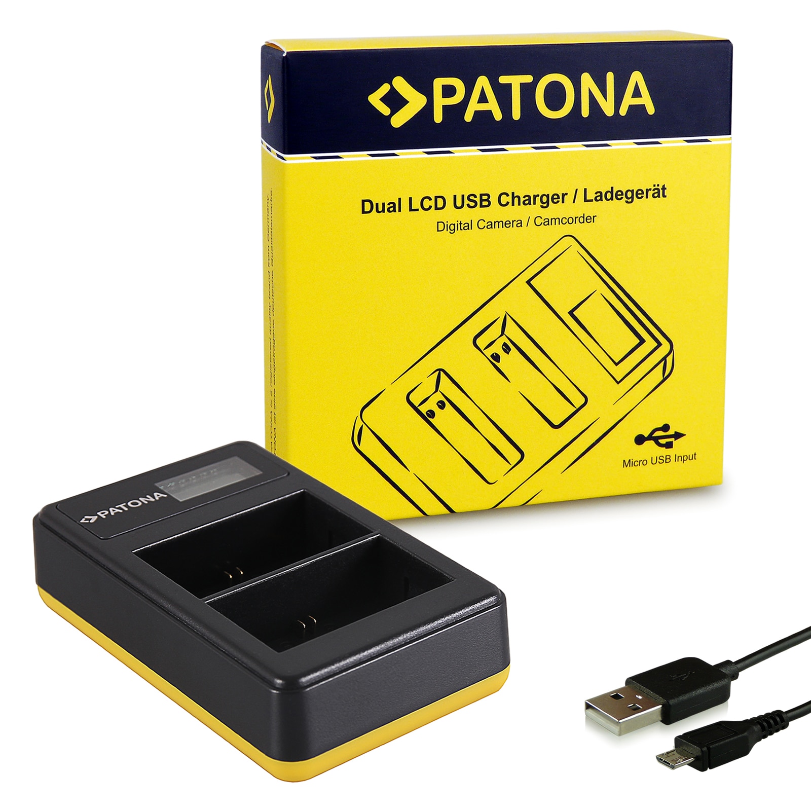 Pachet Incarcator Dual USB, 2x Acumulator Patona Platinum pentru Canon ...