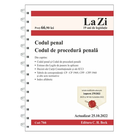 Codul penal si Codul de procedura penala, cod 766, actualizat la 25.10. ...