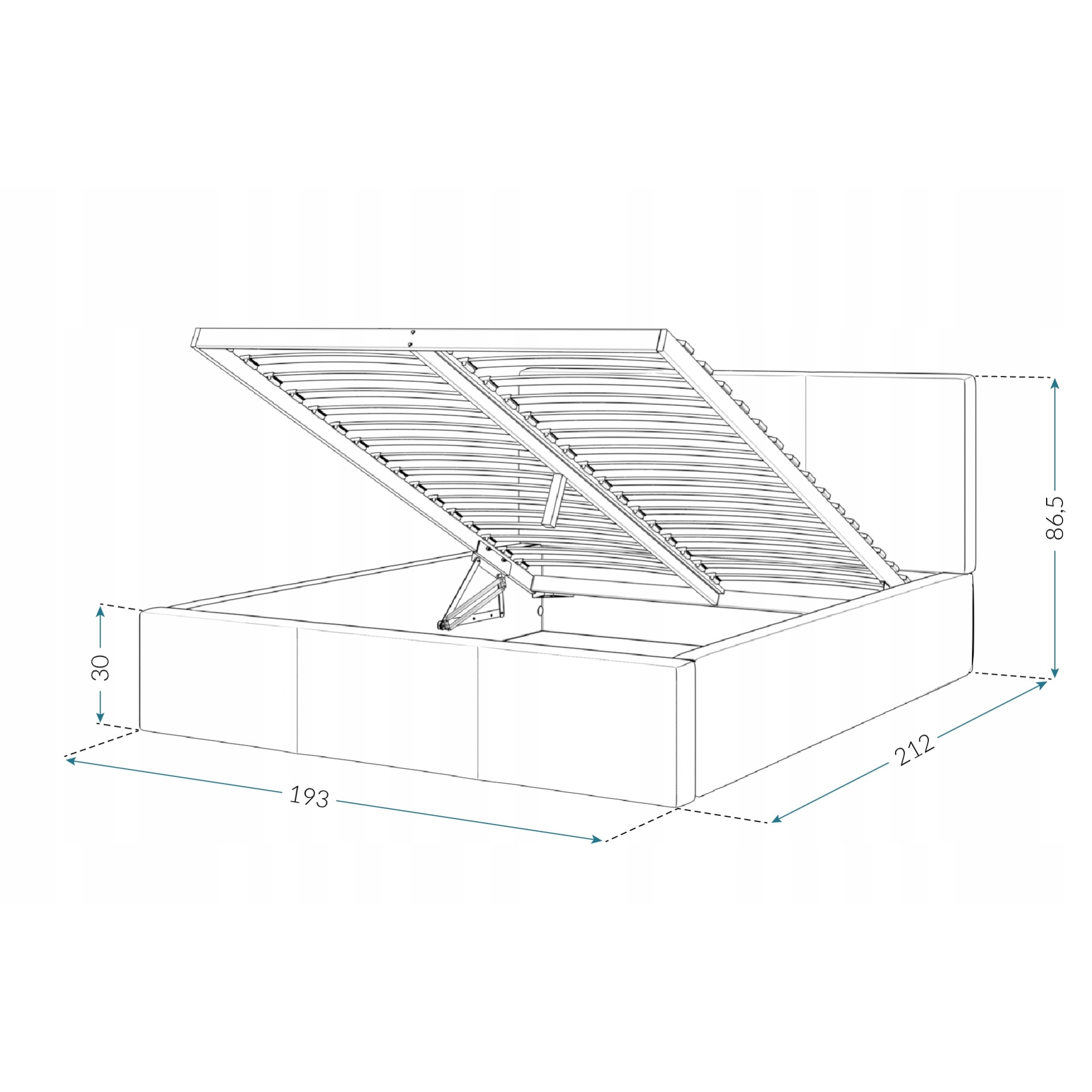 Pat dublu Tapitat cu Somiera, 180x200 cm roz pudrat - eMAG.ro